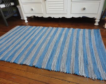 Blue rag rug | Etsy