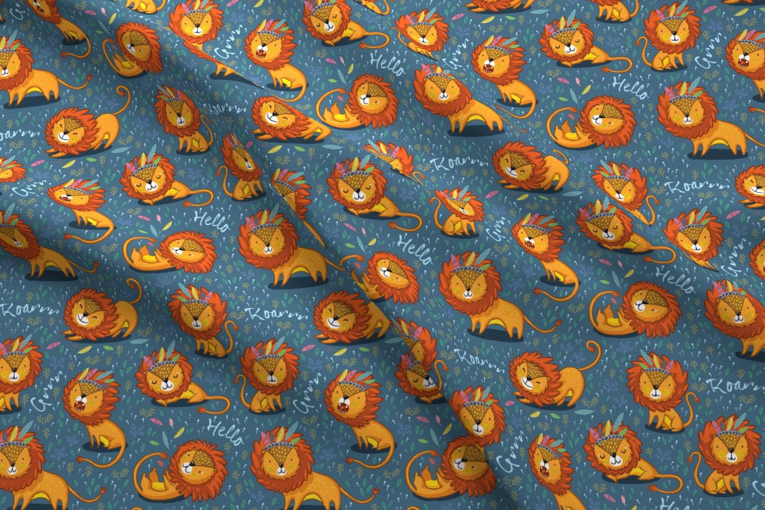 Lion Fabric Sunny Lion By Penguinhouse Lion Modern Nursery