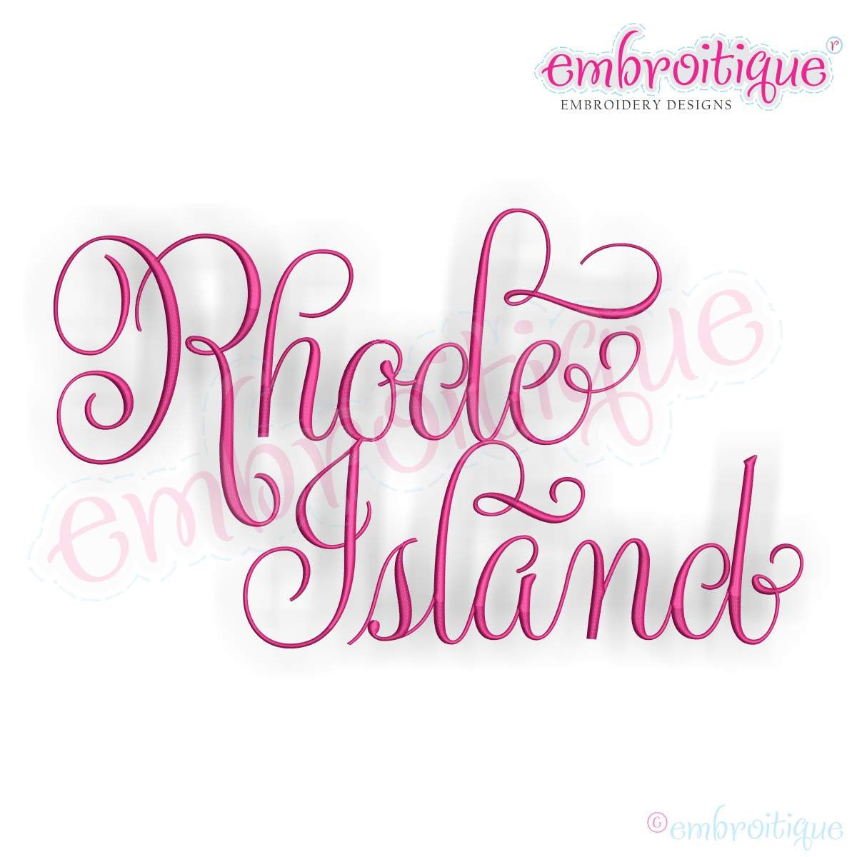Embroitique Rhode Island Calligraphy Fancy Script USA United