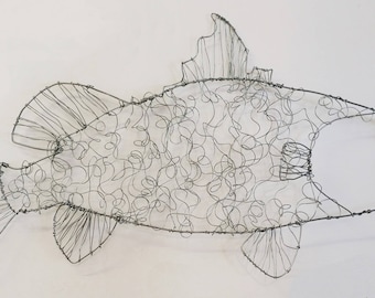 wire fish sculpture 19in.x10in.x5infishwire sculpturesea