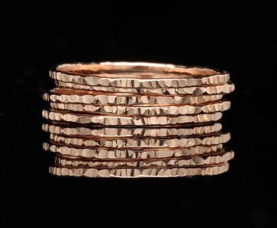 Hammered Rose Gold Stacking Rings Sold Per Ring Gold