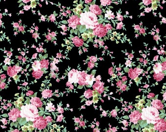 Rose print fabric | Etsy