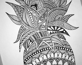 Pineapple drawing | Etsy