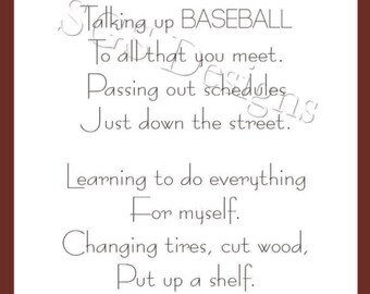 Baseball poem | Etsy