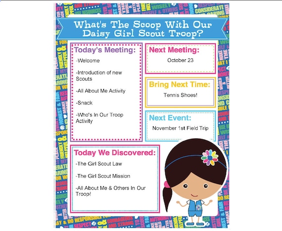 Daisy Girl Scout Agenda Meeting Handout Printable Instant