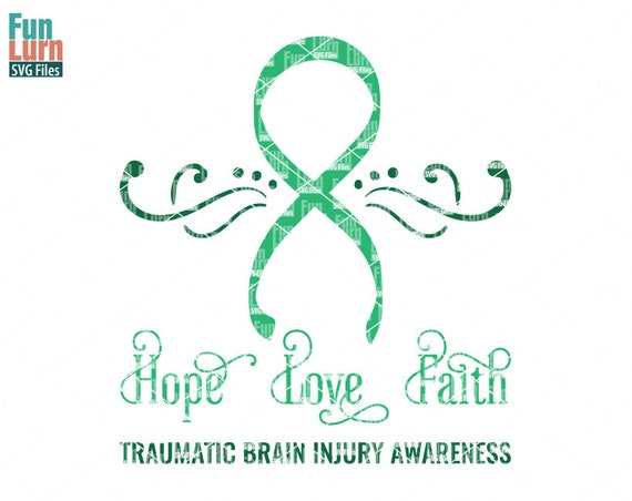 Traumatic Brain Injury Awareness SVG Support heart Ribbon