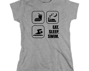 Swim Team Swimming Eat Sleep Swim Hoodie Screen Printed Hoodie