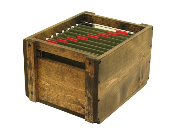 Wooden File Box File Organizer Wood Crate for Files File