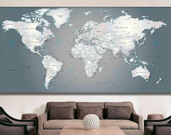 World map wall art | Etsy