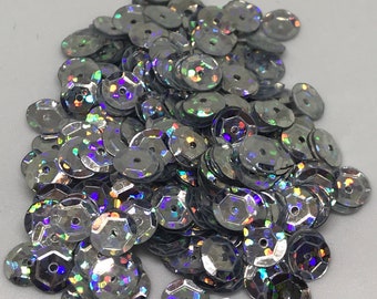 Silver Round Sequins. 20mm Sequins. Glossy Silver Sequins