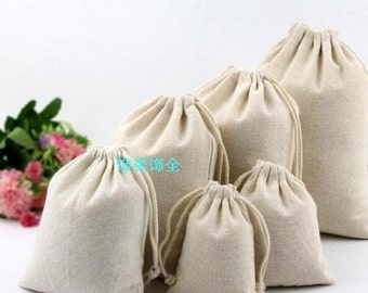 100 Natural Organic Cotton Bags Drawstring Bags Pouch