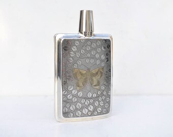 Diamond Skull Flask Industrial Steampunk Flask 6 oz Silver