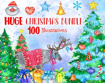 Watercolor christmas | Etsy