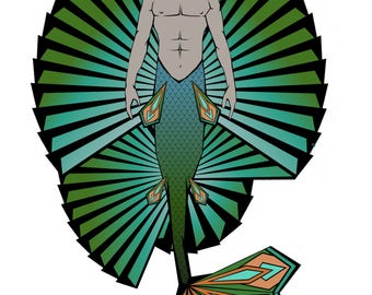 Merman art | Etsy