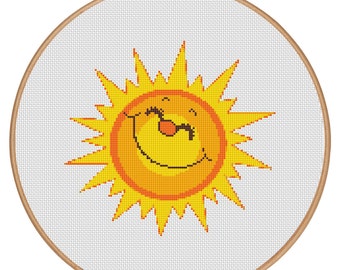 Sun cross stitch | Etsy