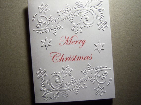 Set of 10 Embossed Elegant Snowflakes Christmas Cards