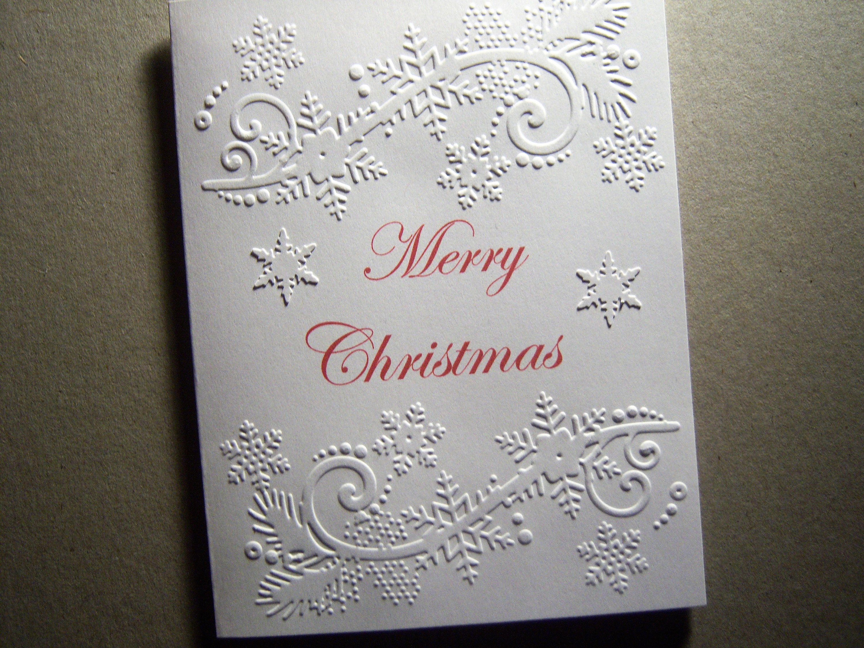 Set of 10 Embossed Elegant Snowflakes Christmas Cards