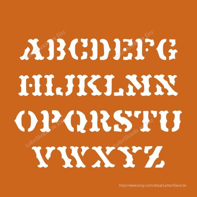 OLD WESTERN Letter Stencils A-Z Alphabet Set in Uppercase