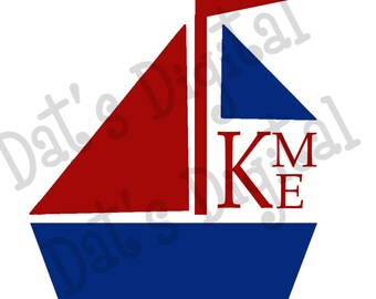 Sailboat monogram | Etsy