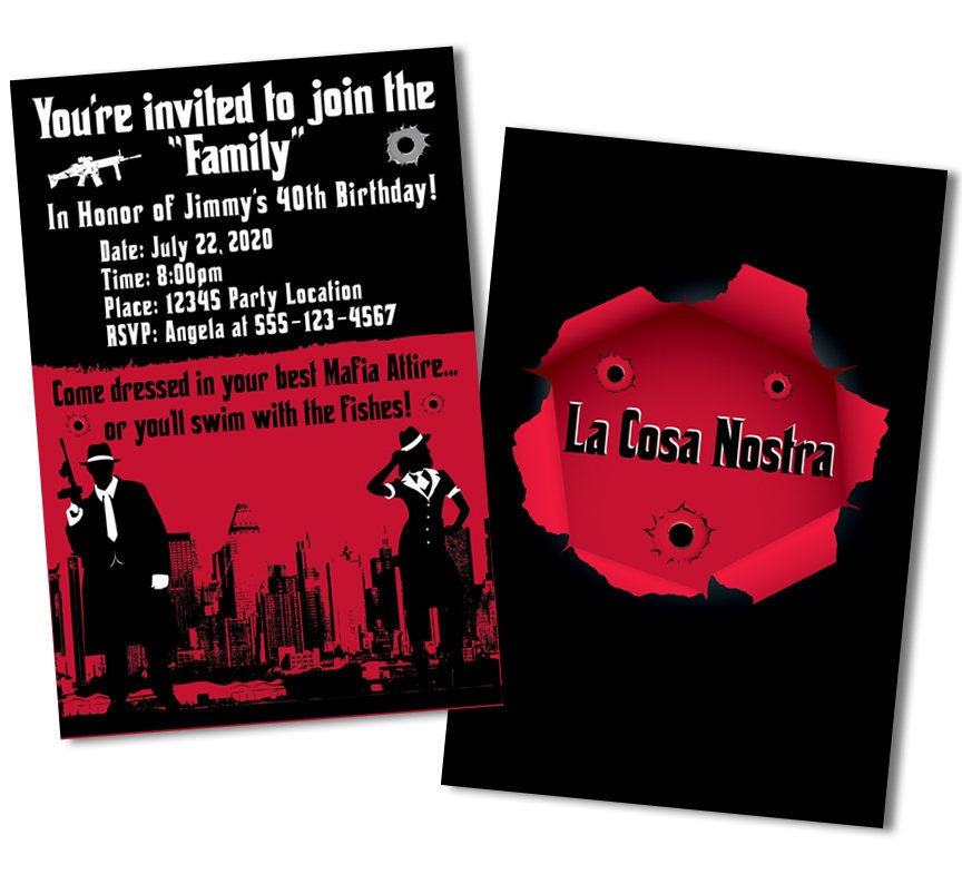 Mobster Invitations Mafia Invitations Mob Party Invitations