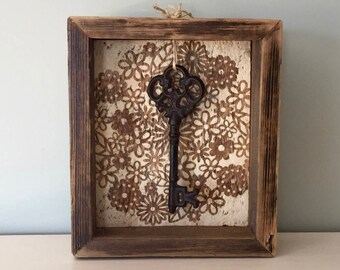 Shadow box with key | Etsy
