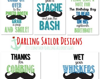 Mustache Thank You Card. Mustache theme party thank you note.