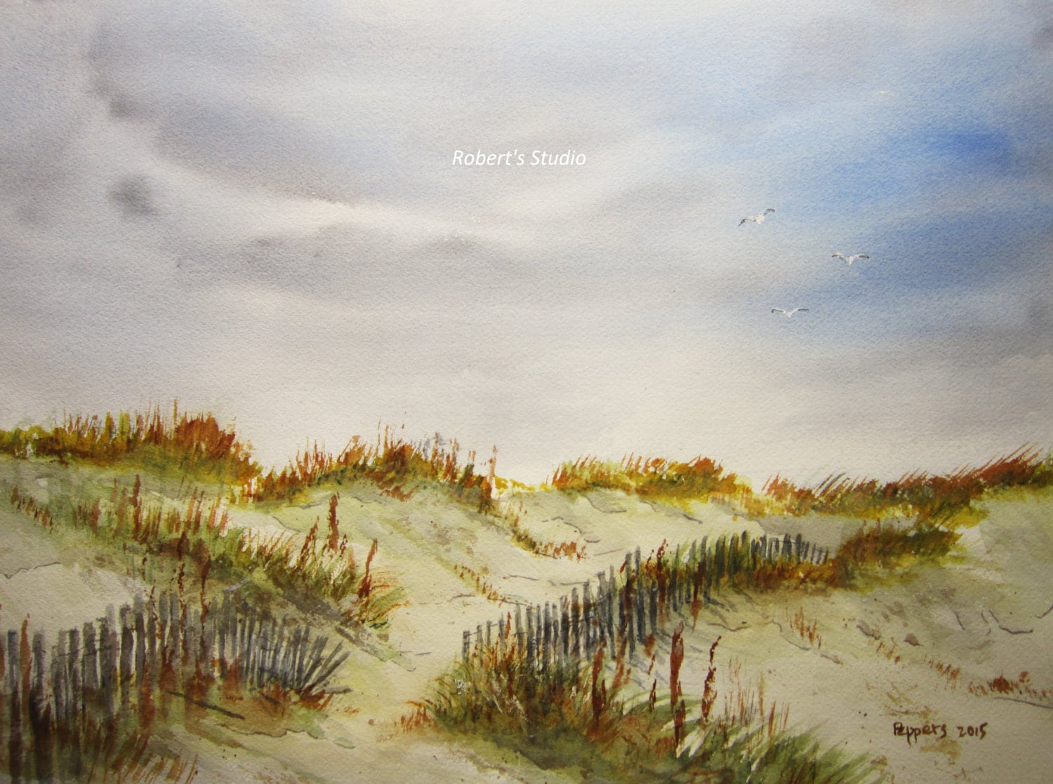 Watercolor Landscape watercolor print beachscape beach