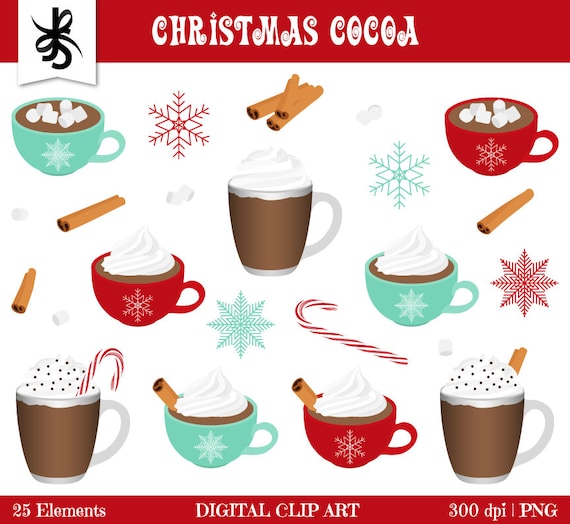 Digital Clipart-Christmas Cocoa-Hot Chocolate-Holiday