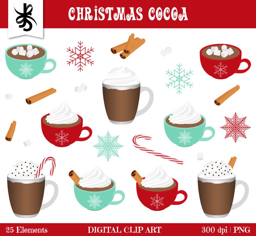 Digital Clipart-Christmas Cocoa-Hot Chocolate-Holiday
