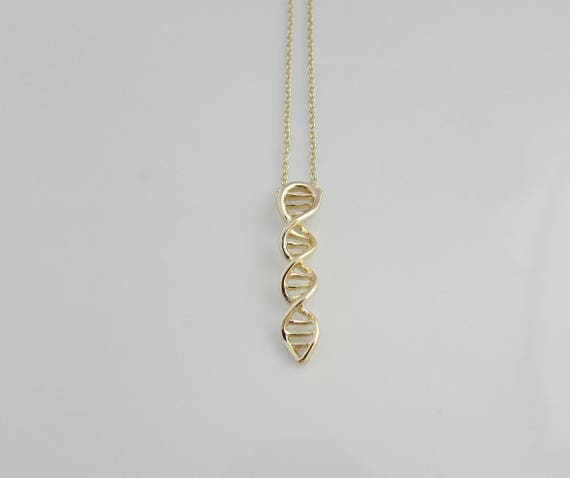 Gold DNA Strand Necklace Double Helix DNA Jewellery Science