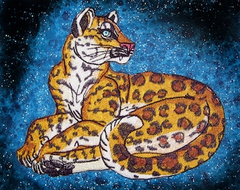 Heraldic Leopard Panther Pair Heraldry Iron on Patch Applique