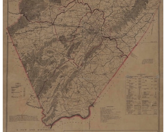 1864 Map of Albemarle County Virginia Family Names Genealogy