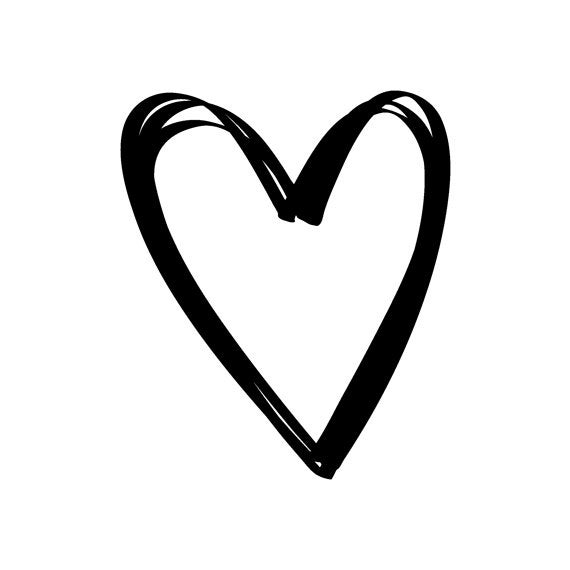 EZ Mounted Rubber Stamp Calligraphy Outline Hearts Altered Art