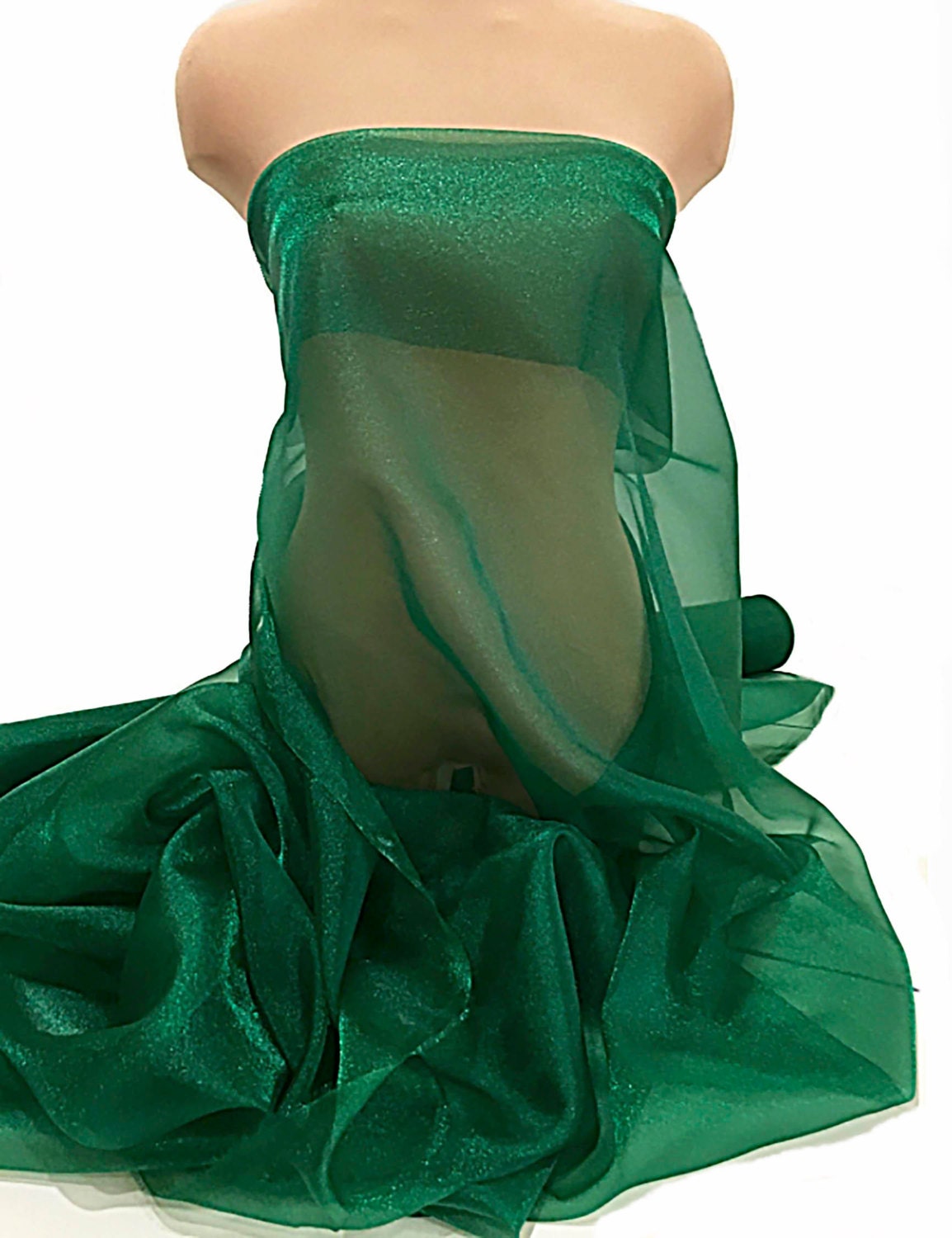 Sparkle Organza fabric Dark Green 45 wide sheer