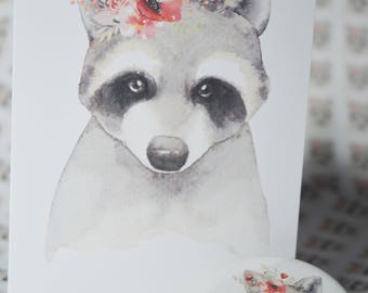 Raccoon card | Etsy