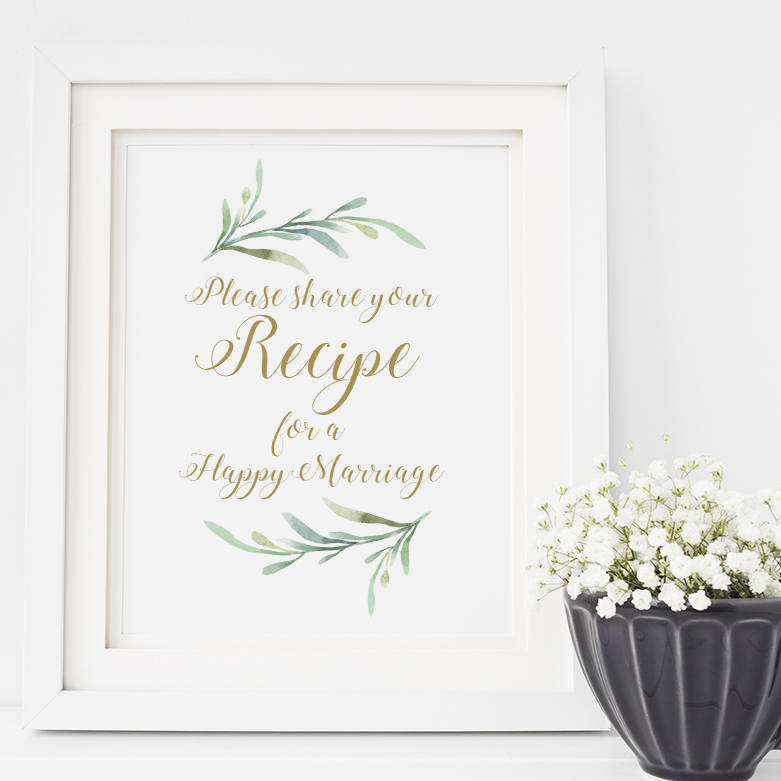 Please Share Your Recipe for a Happy Marriage Wedding Sign