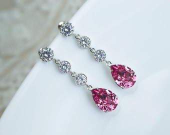 Hot pink earrings | Etsy