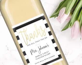 Wine Bottle Labels for teachers & SLPs Digital Download