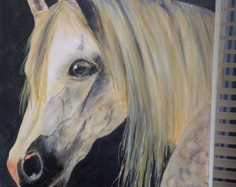 Tête de cheval bai acrylique sur toile