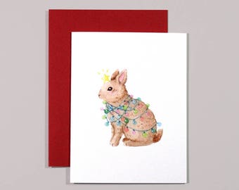 Bunny christmas card | Etsy