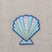 Seashell Blue and Pink Shimmery Sea Shell Embroidered