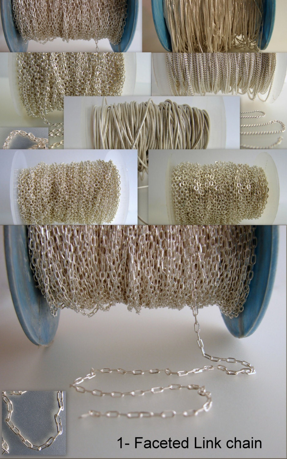 925 Sterling Silver Chain Unfinished Faceted Link Box Rolo