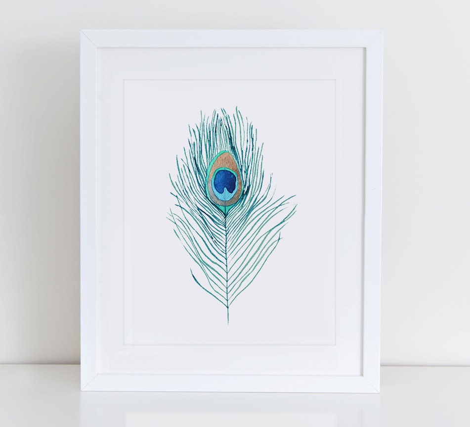 Peacock Feather Art Print Inspirational Art Print Instant