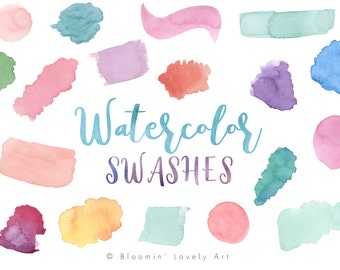 Peach and Mint Watercolor Splash Swash Clipart Mothers Day