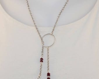 Lock Key LARIAT Necklace DOUBLE SIDED Charms Pretty For Her