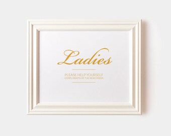 Ladies Wedding Bathroom Sign Bathroom Basket Sign Ladies