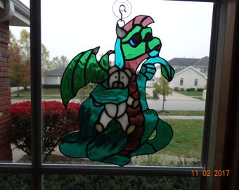 Icefyre Fire Breathing Stained Glass Dragon in Iridescent Deep