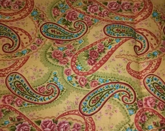 Red paisley fabric | Etsy