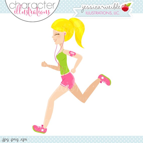 Blonde Running Girl Character Illustration Yellow Hair Woman