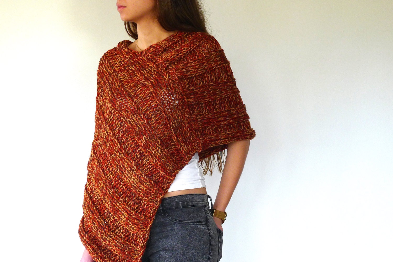 Poncho tejido hecho a mano Ponchos de lana para mujer